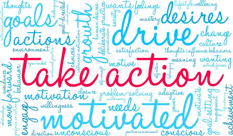 Take Action Word Cloud stock vector. Illustration of drive - 211016155