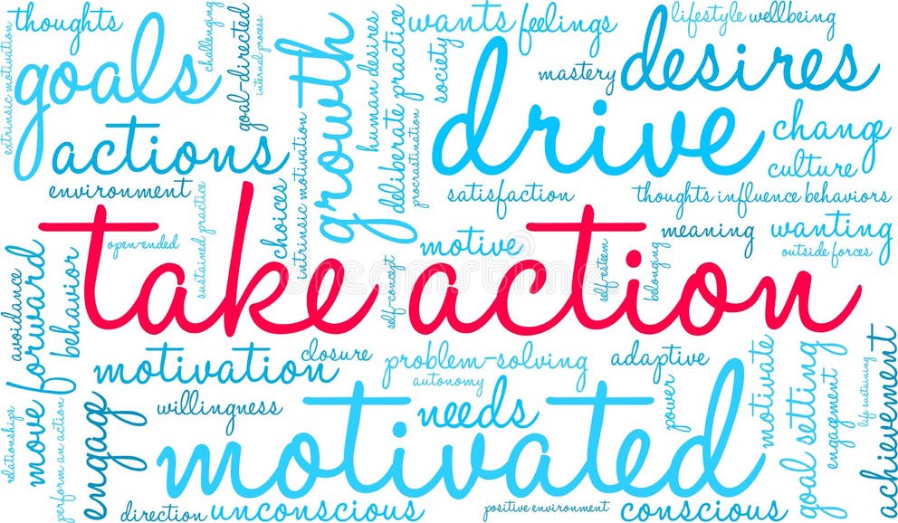 Take Action Word Cloud stock vector. Illustration of drive - 211016155