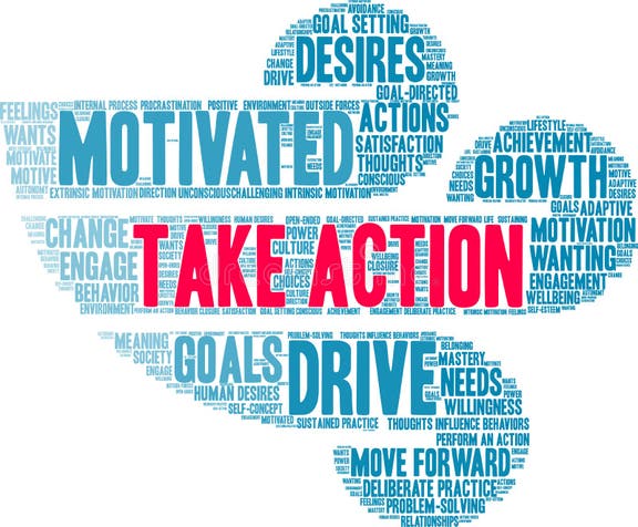 Take Action Word Cloud stock vector. Illustration of challenging ...