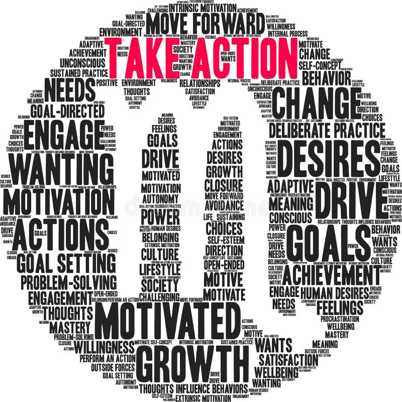 Take Action Word Cloud stock vector. Illustration of choices - 211016246