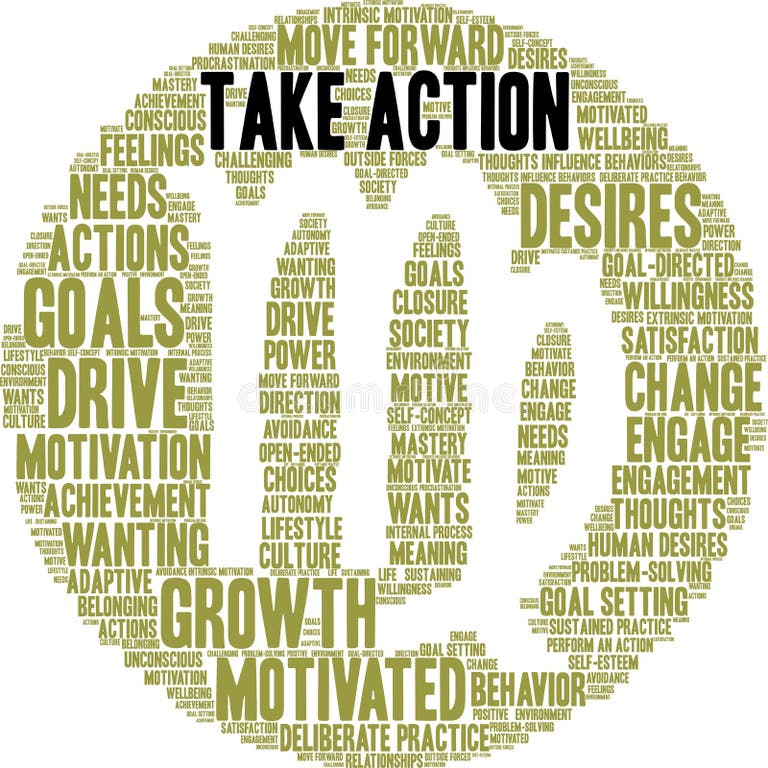 Take Action Word Cloud stock vector. Illustration of goals - 211016254
