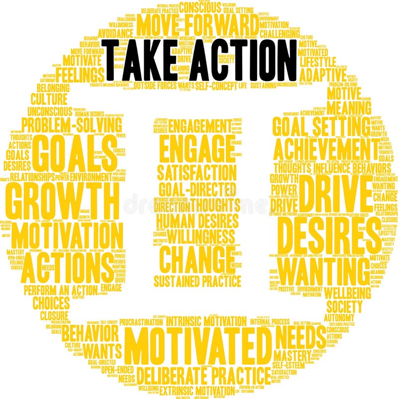 Take Action Word Cloud stock vector. Illustration of forward - 211016298