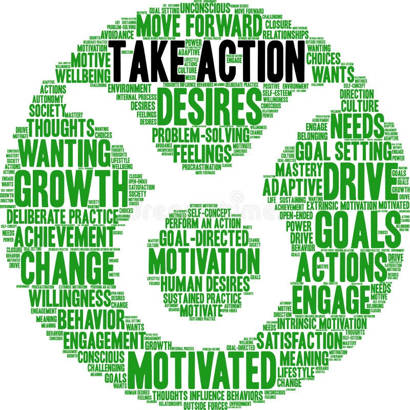 Take Action Word Cloud stock vector. Illustration of forward - 211016298