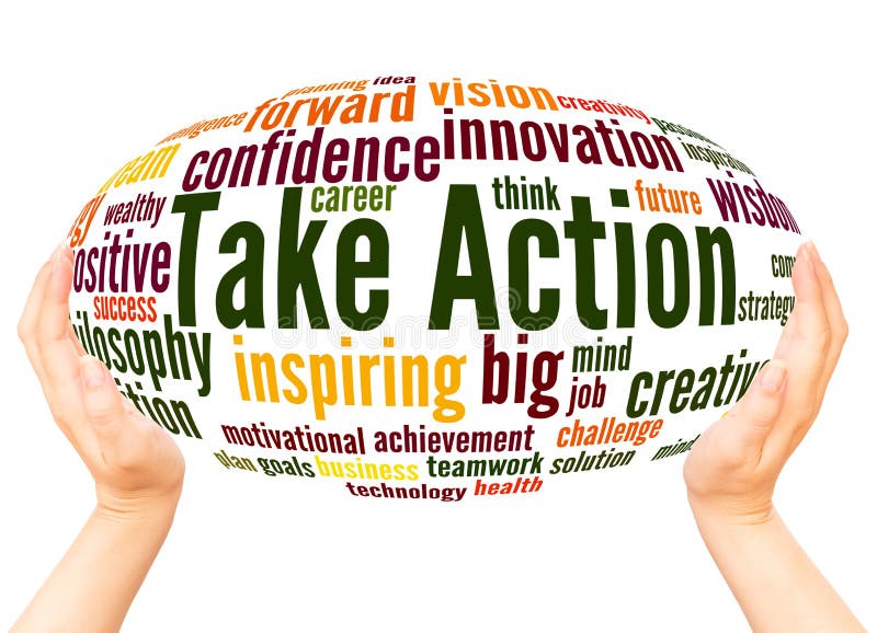Take Action Word Hand Sphere Cloud Concept Stock Image - Image of ...