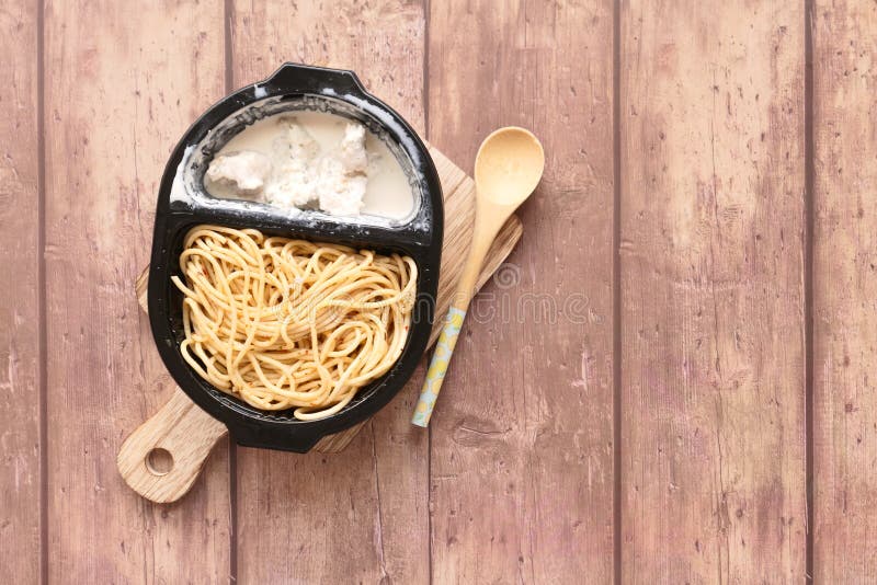 Take Away Cooked Pasta in a Plastic Container Stock Photo - Image of ...