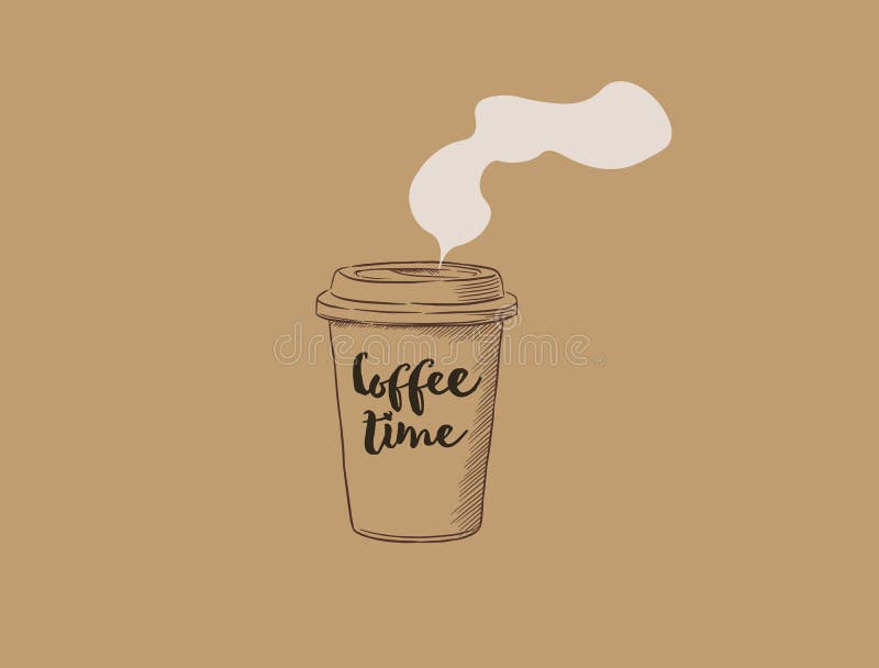Take Away Cup of Coffee , Hand Draw Vector. Stock Vector - Illustration ...