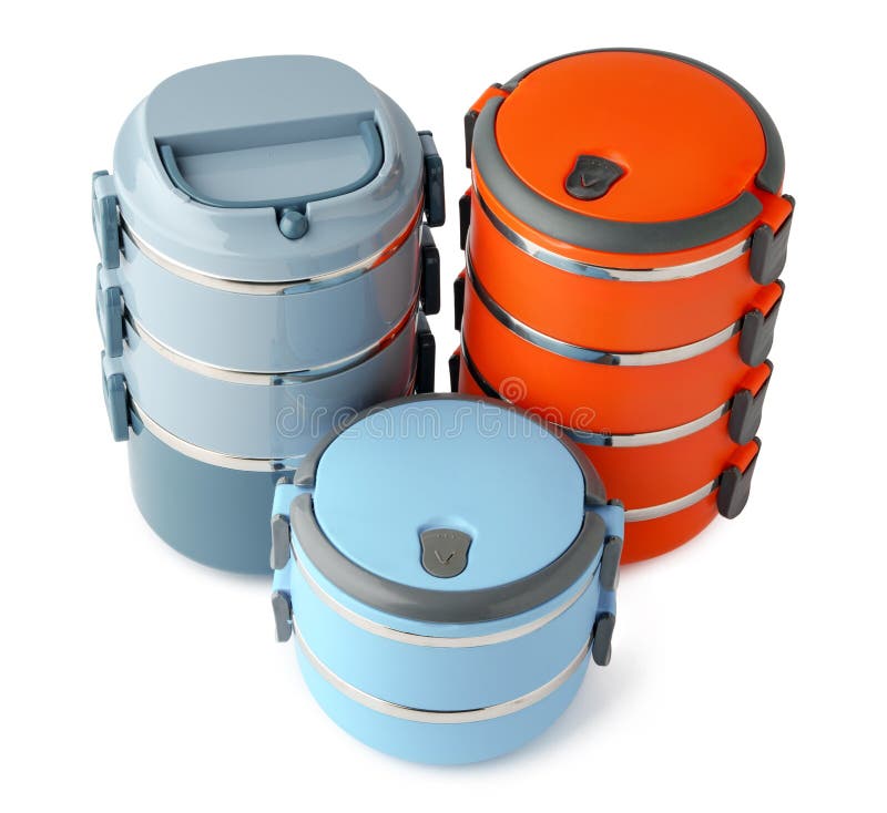 Take Away Food Boxes Containers on White Background Stock Image - Image ...