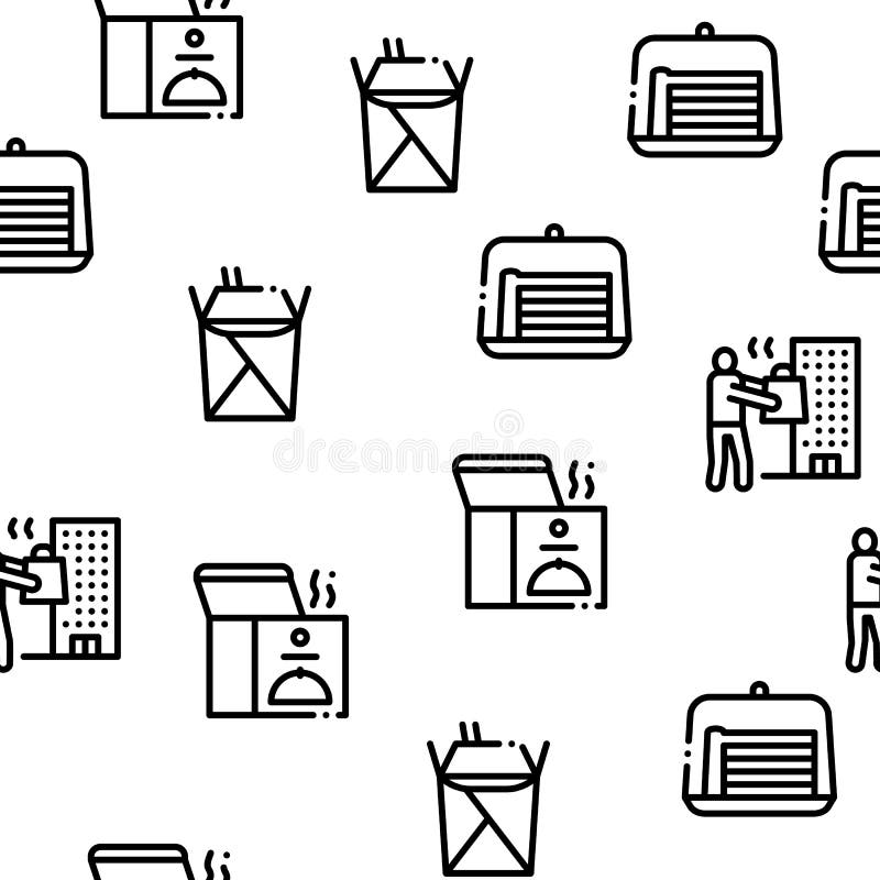 Take Away Food and Drink Delivery Seamless Pattern Vector Stock Vector ...