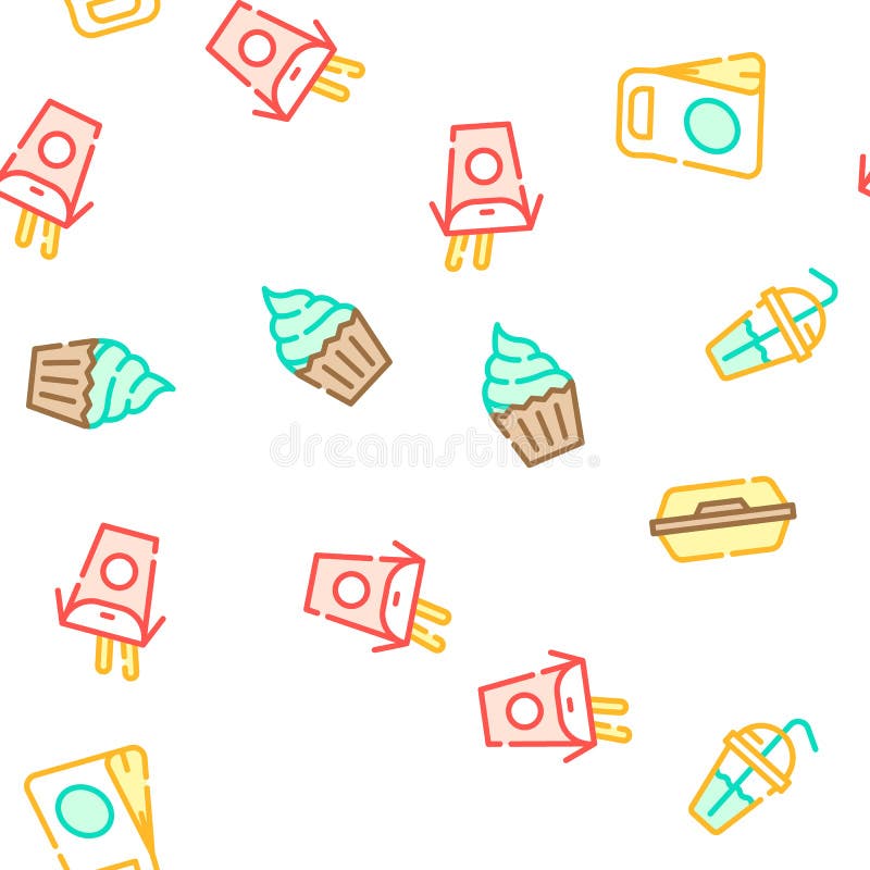 Take Away Food Service Vector Seamless Pattern Stock Illustration ...