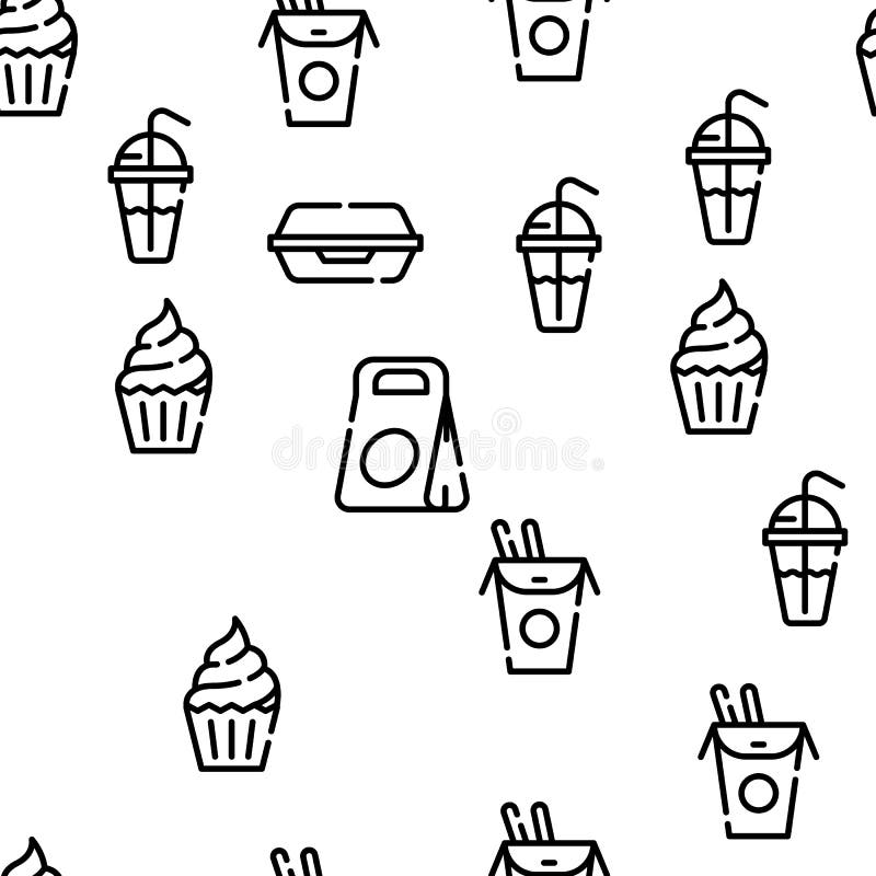 Take Away Food Service Vector Seamless Pattern Stock Vector ...