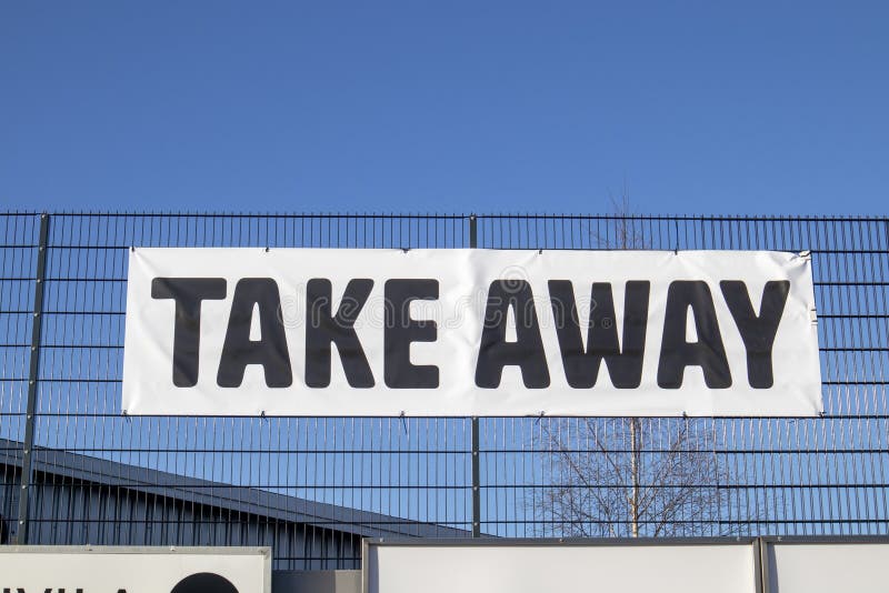 Take Away Sign on Restaurant Outdoors Stock Photo - Image of sign ...