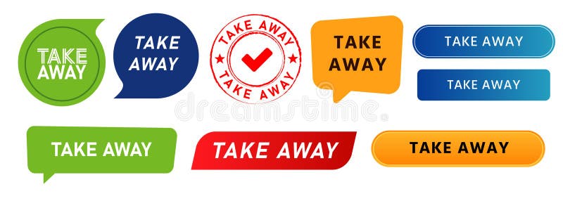 Take Away Stamp Speech Bubble and Button Service Store Takeout Drink or ...