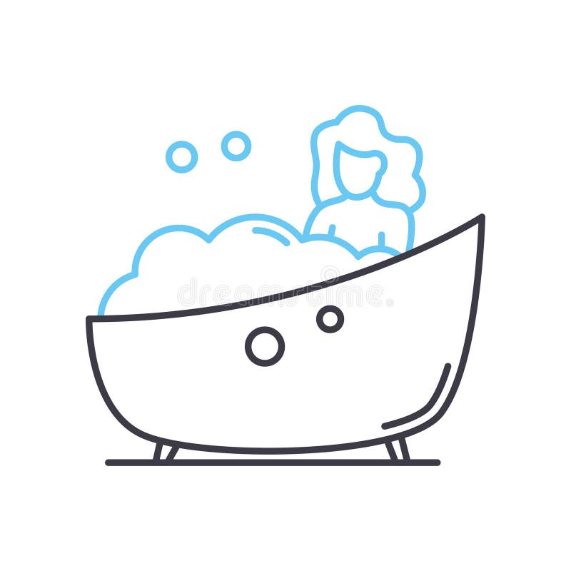 Take a Bath Line Icon, Outline Symbol, Vector Illustration, Concept ...