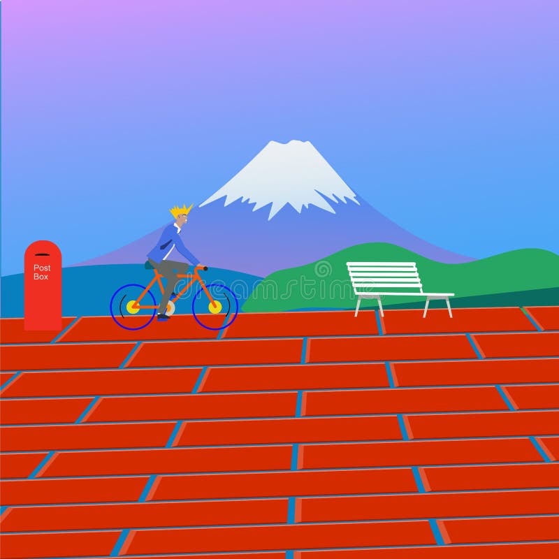 Take a Bicycle Tour Around Mount Fuji, Japan. Stock Vector ...