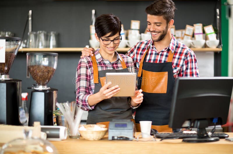 Take Bill Satisfied Shop Owner Stock Photo - Image of caucasian, order ...