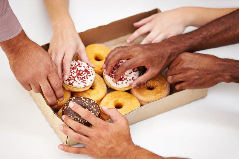 Take a Bite of Inspiration. a Multitude of Hands Reaching To Grab a ...