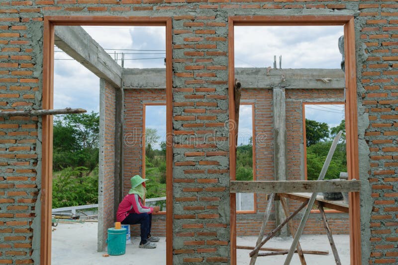 Take a Break after Mix Cement for Building Editorial Stock Image ...