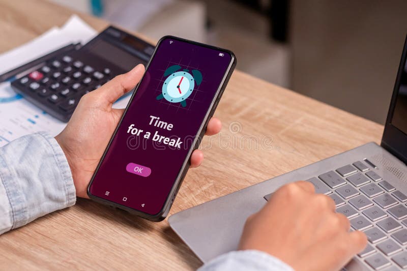 Take a Break from Your Activity or Phone Concept. Person Holding ...