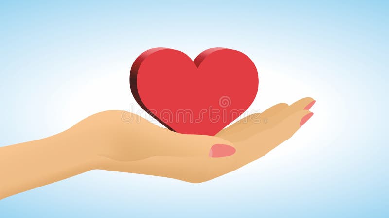 Take Care of Love. Heart in Hand. Vector Illustration. Stock Vector ...
