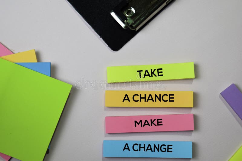 Take a Chance Make a Change Text on Sticky Notes with Office Desk ...
