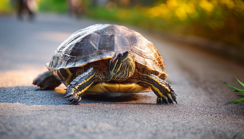 Take a Close-up Turtles are Walking on the Street Stock Illustration ...