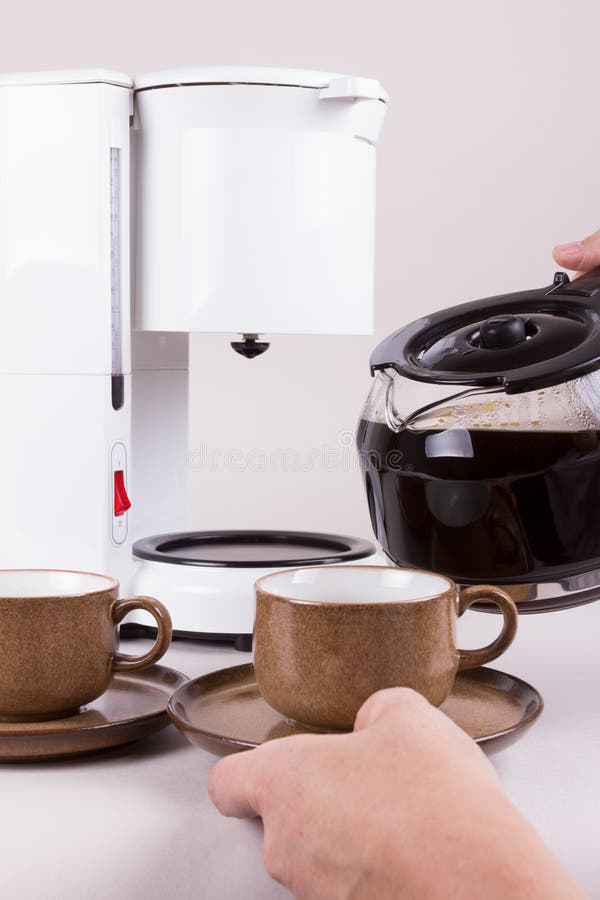 Take the Coffee Pot and Serve Stock Image - Image of hand, white: 34340621
