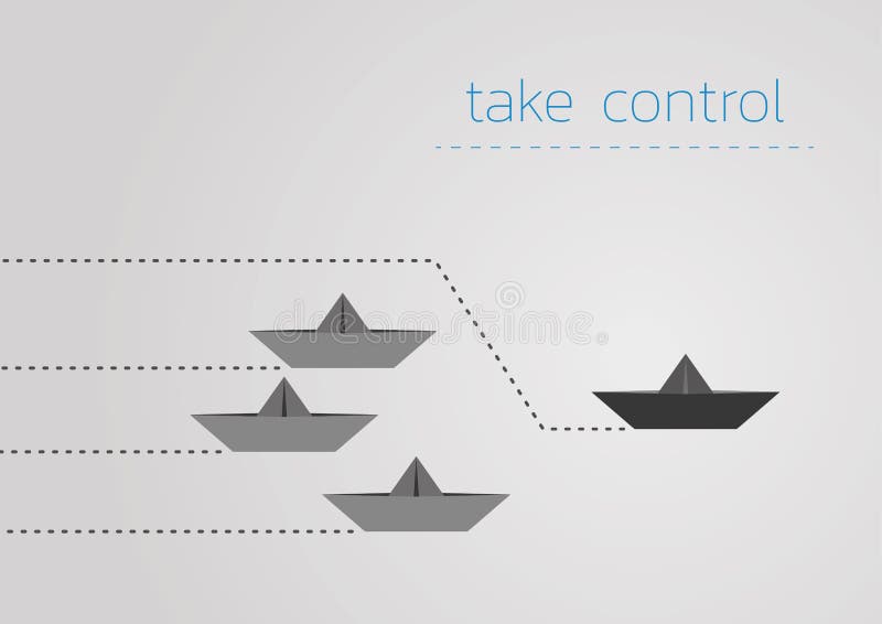 Take Control with a Folded Paper Boat Stock Vector - Illustration of ...
