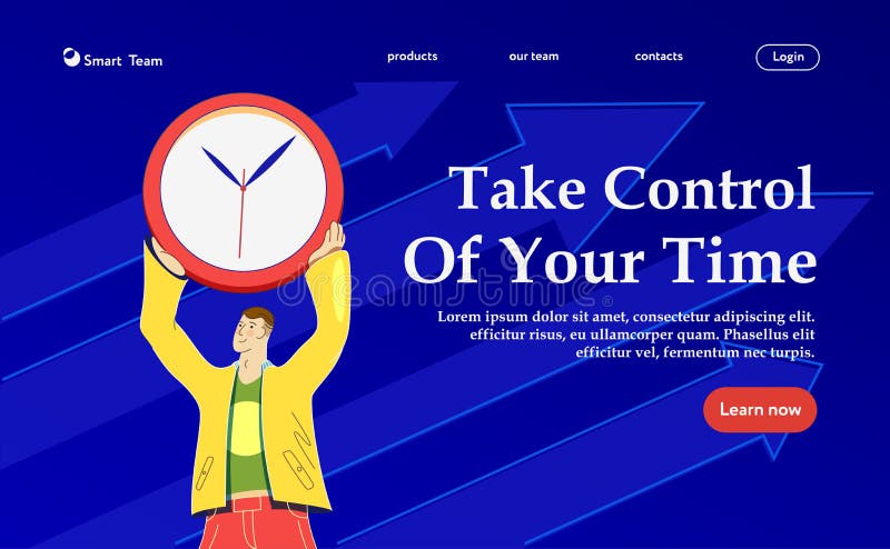 Take control of your time. stock vector. Illustration of organization ...