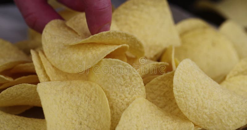 Take Crispy Potato Chips Fried Together with Spices Stock Video - Video ...