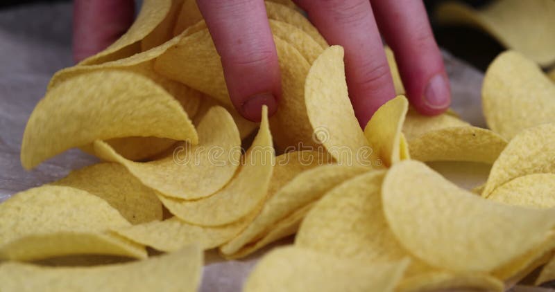 Take Crispy Potato Chips Fried Together with Spices Stock Video - Video ...