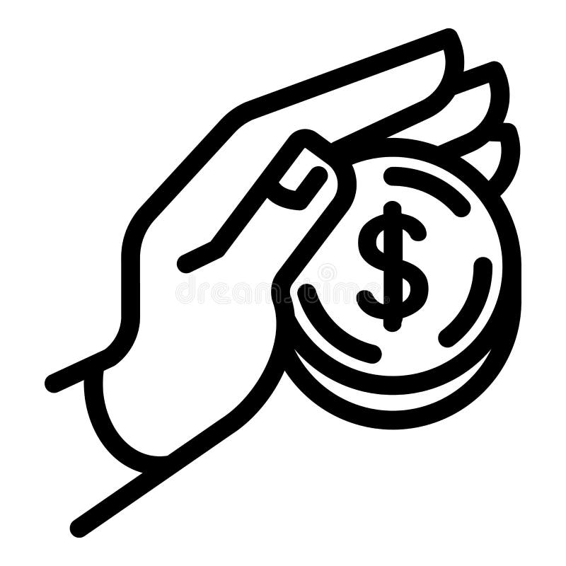 Take Deposit Coin Icon, Outline Style Stock Vector - Illustration of ...