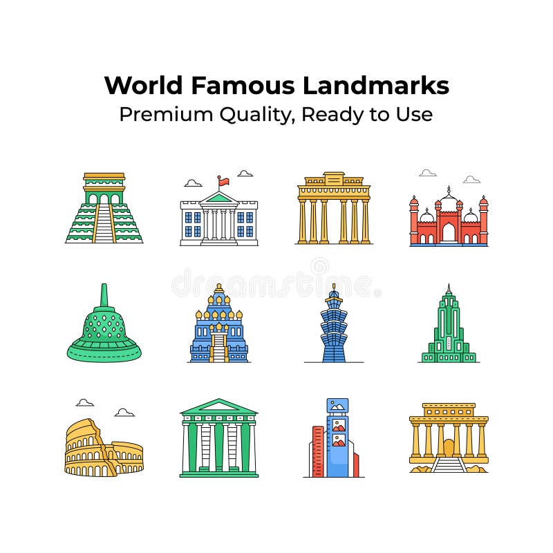 Take a Look at this Amazing World Famous Landmarks Icons Set Stock ...