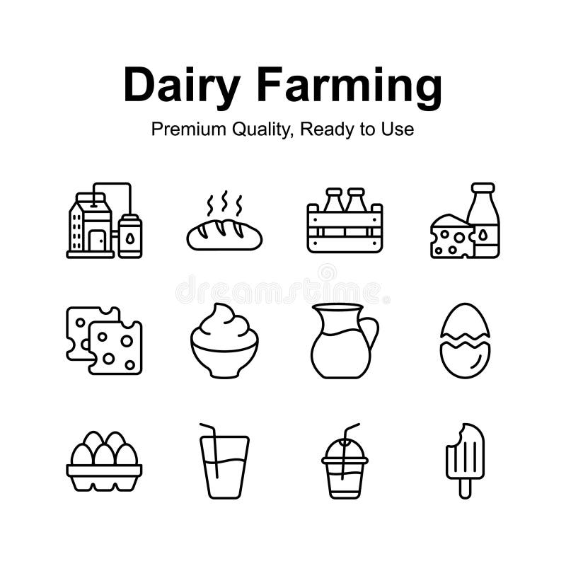Designed Dairy Farming Icons Stock Illustrations – 19 Designed Dairy ...