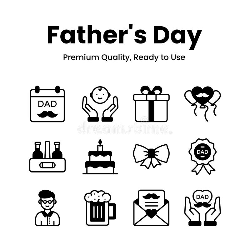 Take a Look at Fathers Day Icons Set in Modern Style Stock Vector ...