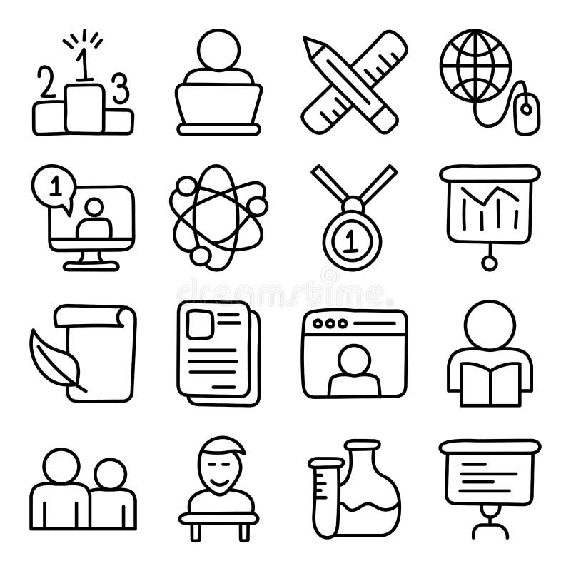 Pack of Learning and Study Linear Icons Stock Vector - Illustration of ...