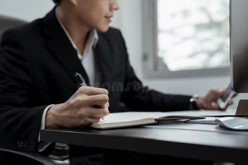 Take a Note His Notebook in His Working Room Stock Image - Image of ...
