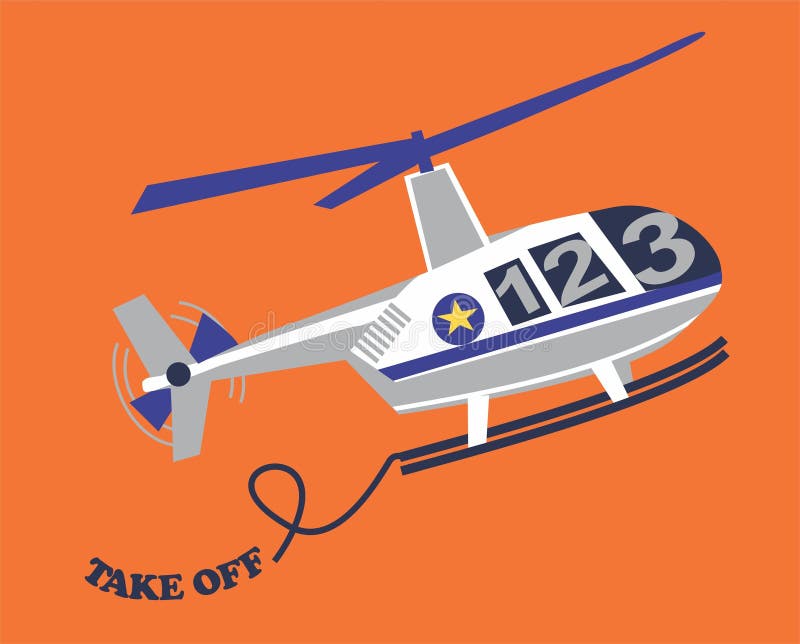 Take Off Helicopter Print Vector Art Stock Vector - Illustration of ...