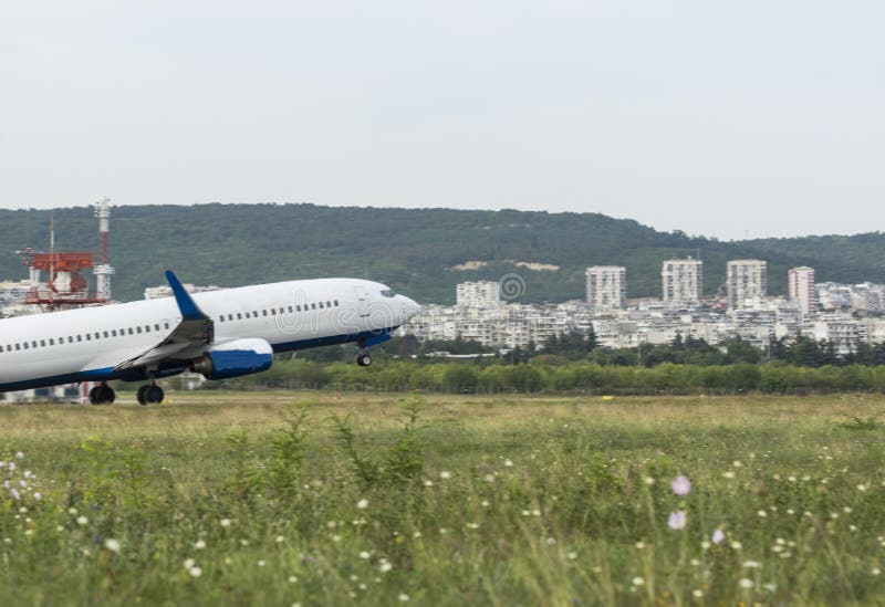 Take-off Plane from the Airport Stock Photo - Image of reflection ...