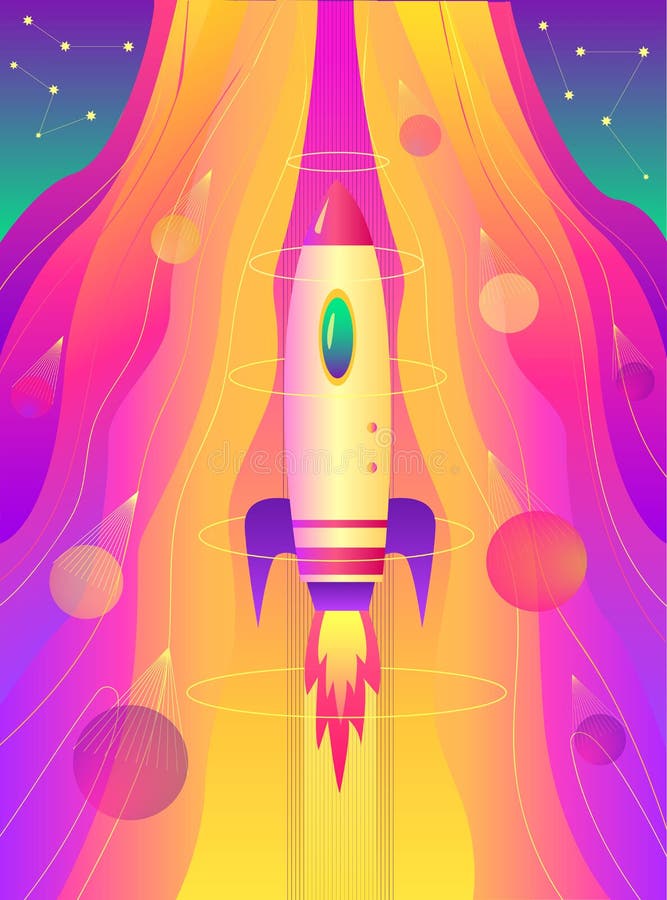 Take Off Rocket. Color Image of a Flying Rocket Stock Vector ...