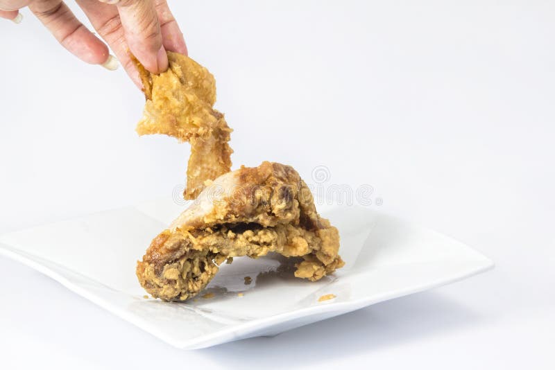 Take Off the Skin of Chicken Drumstick Stock Image - Image of belly ...