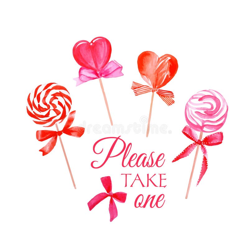 Take One Candy Watercolor Vector Elements Stock Vector - Illustration ...