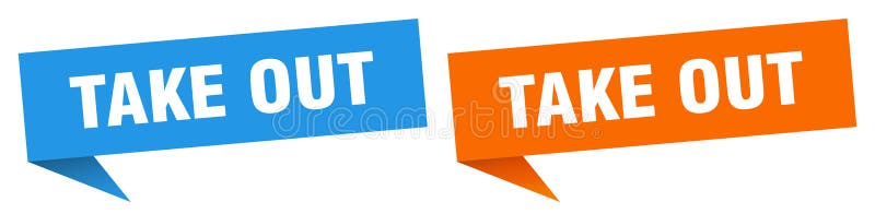 Take Out Banner. Take Out Speech Bubble Label Set Stock Vector ...