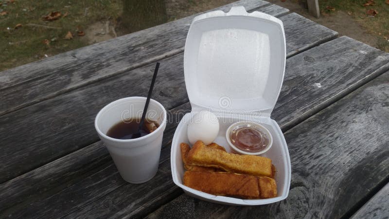 Take Out Breakfast Tea French Toast Stock Image - Image of maple, toast ...