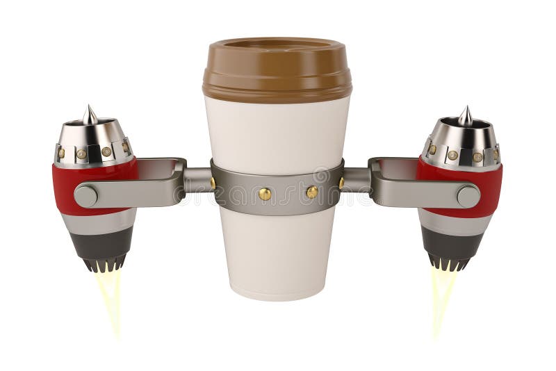 Take Out Coffee in Thermo Cup with Jet Engine 3d Illustration. Stock ...
