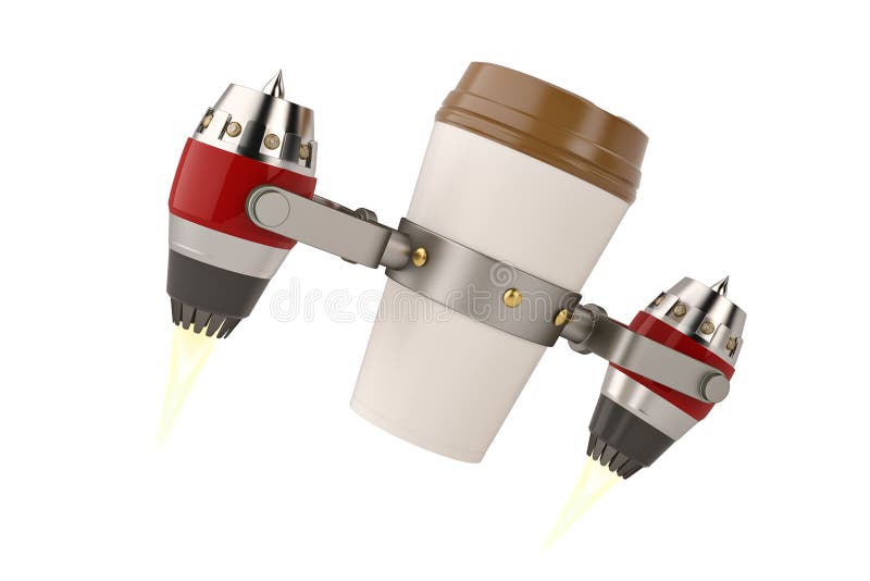Take Out Coffee in Thermo Cup with Jet Engine 3d Illustration. Stock ...
