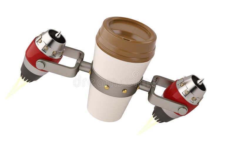 Take Out Coffee in Thermo Cup with Jet Engine 3d Illustration. Stock ...