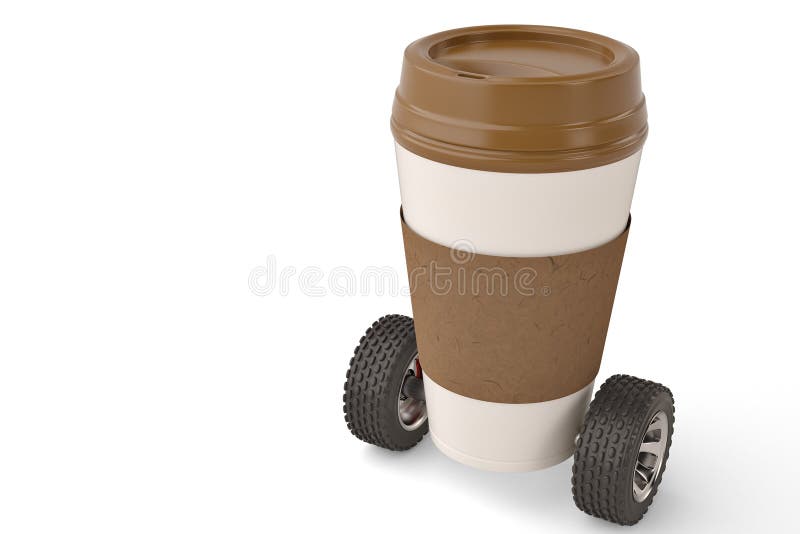 Take Out Coffee in Thermo Cup with Jet Engine 3d Illustration. Stock ...
