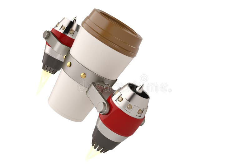 Take Out Coffee in Thermo Cup with Jet Engine 3d Illustration. Stock ...