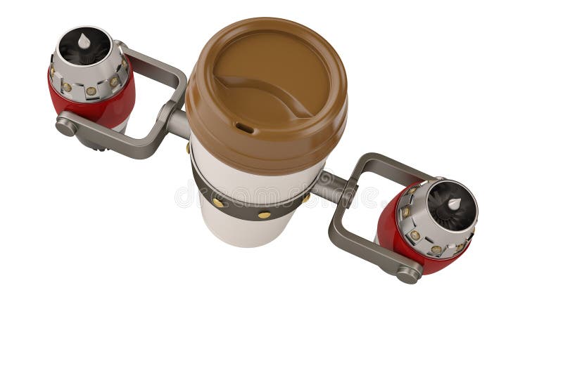 Take Out Coffee in Thermo Cup with Jet Engine 3d Illustration. Stock ...