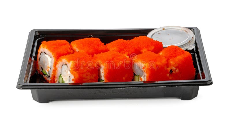 Take Out Packed Sushi Roll Isolated on White Background Stock Photo ...
